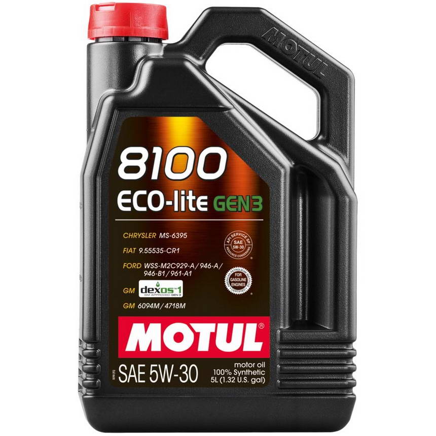 Motul 8100 ECO-lite Gen3 Full Synthetic Engine Oil (5W30, 5 Liters)
